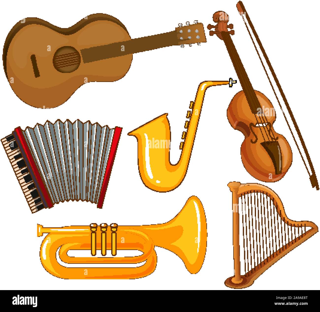 Isolated set of instruments on white background illustration Stock ...