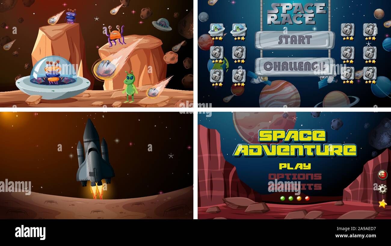 Set of space games illustration Stock Vector Image & Art - Alamy