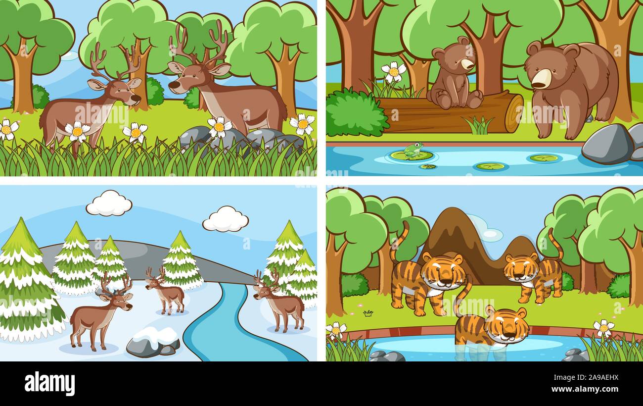 Background scenes of animals in the wild illustration Stock Vector ...