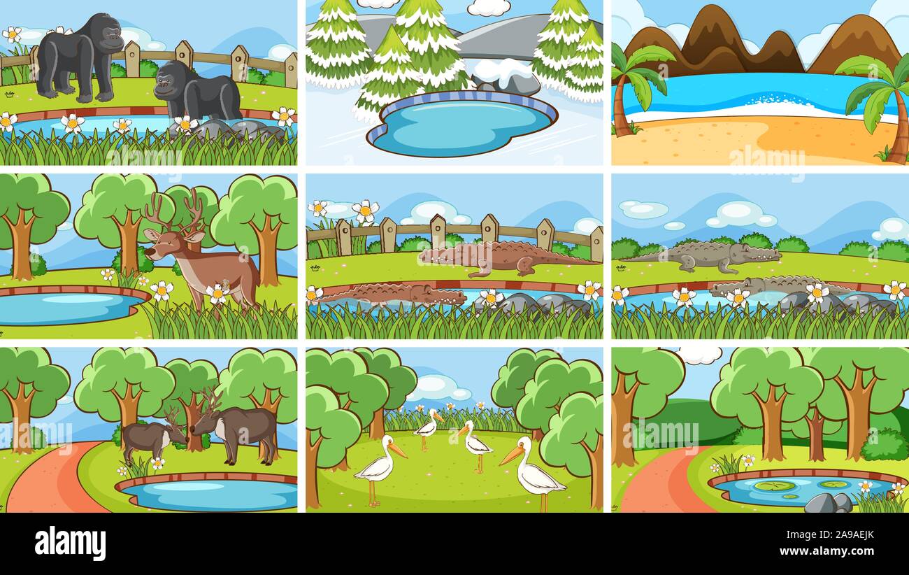 Background scenes of animals in the wild illustration Stock Vector ...