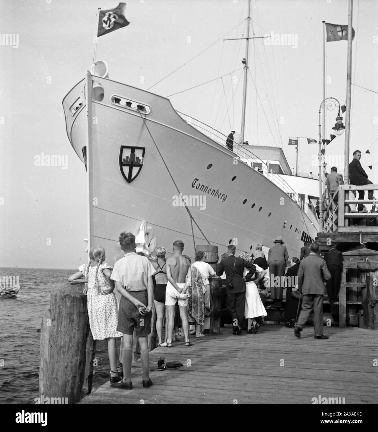 Steam ship "Tannenberg" at Danzig harbor, Germany 1930s Stock Photo - Alamy