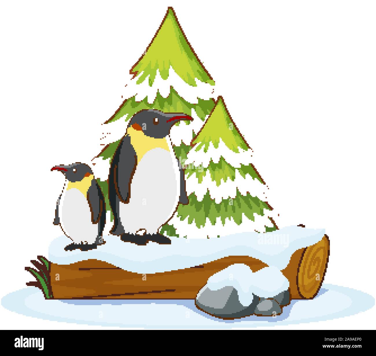 Penguins in the snow winter illustration Stock Vector Image & Art - Alamy