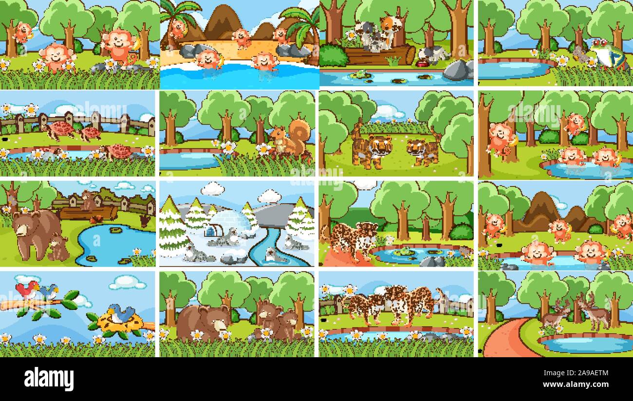 Background scenes of animals in the wild illustration Stock Vector ...