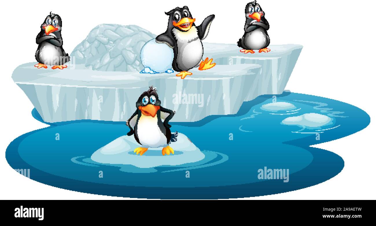Isolated picture of four penguins illustration Stock Vector Image & Art ...