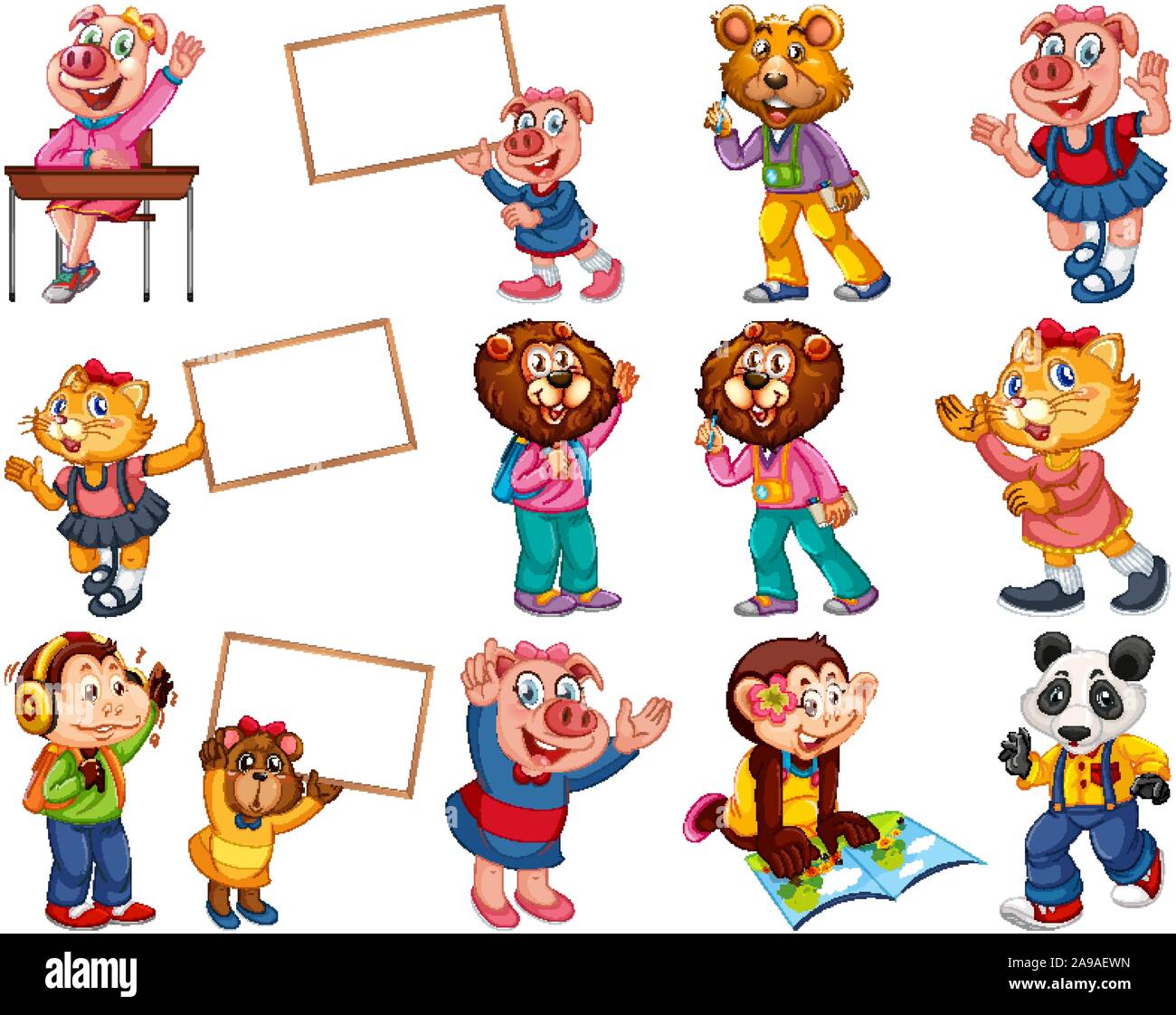 Animals acting in human-like actions and poses illustration Stock ...