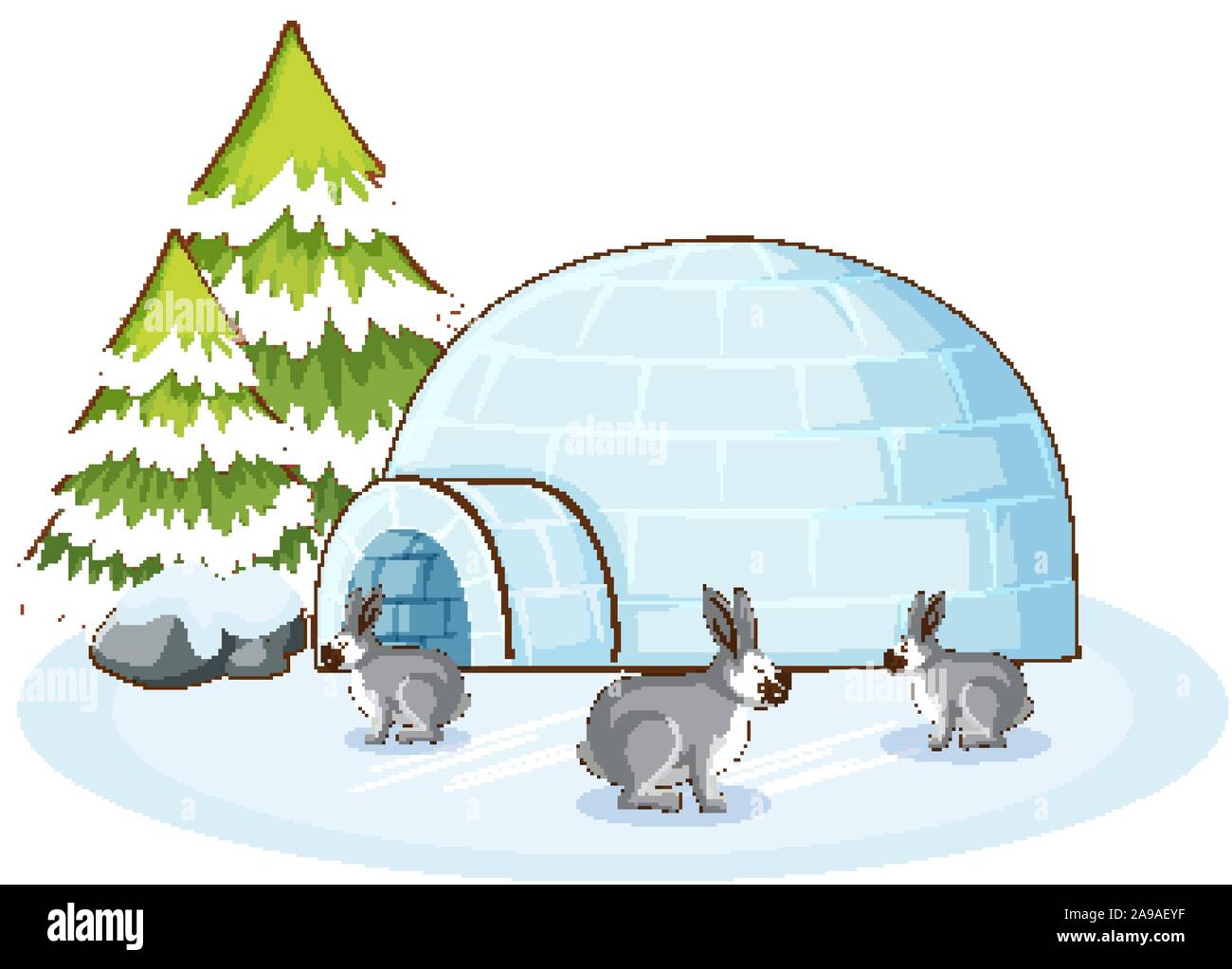 Rabbits in winter time illustration Stock Vector Image & Art - Alamy