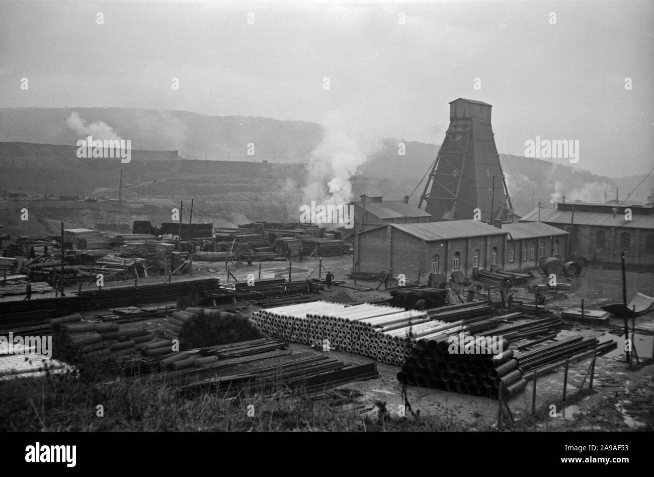 Visiting a blast furnace works, Germany 1930s Stock Photo - Alamy