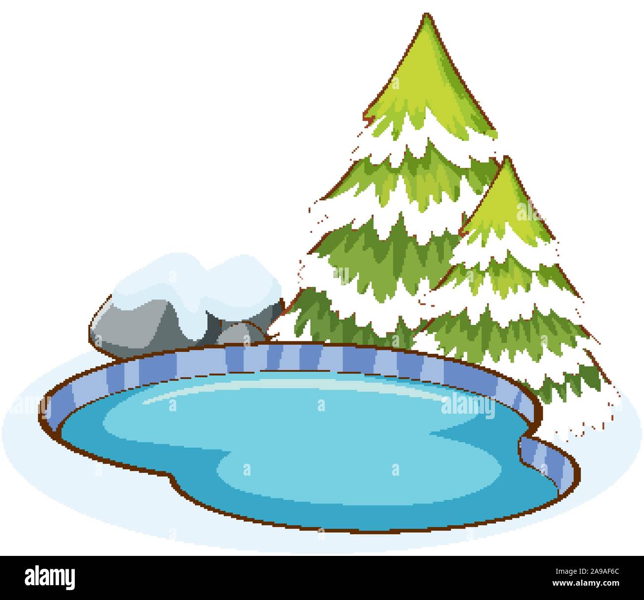 Pond and pine trees on white backgrond illustration Stock Vector Image ...