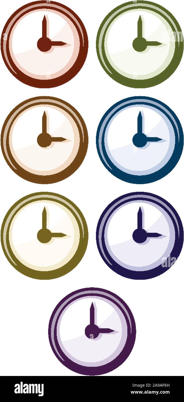 Clock in different colors illustration Stock Vector Image & Art - Alamy