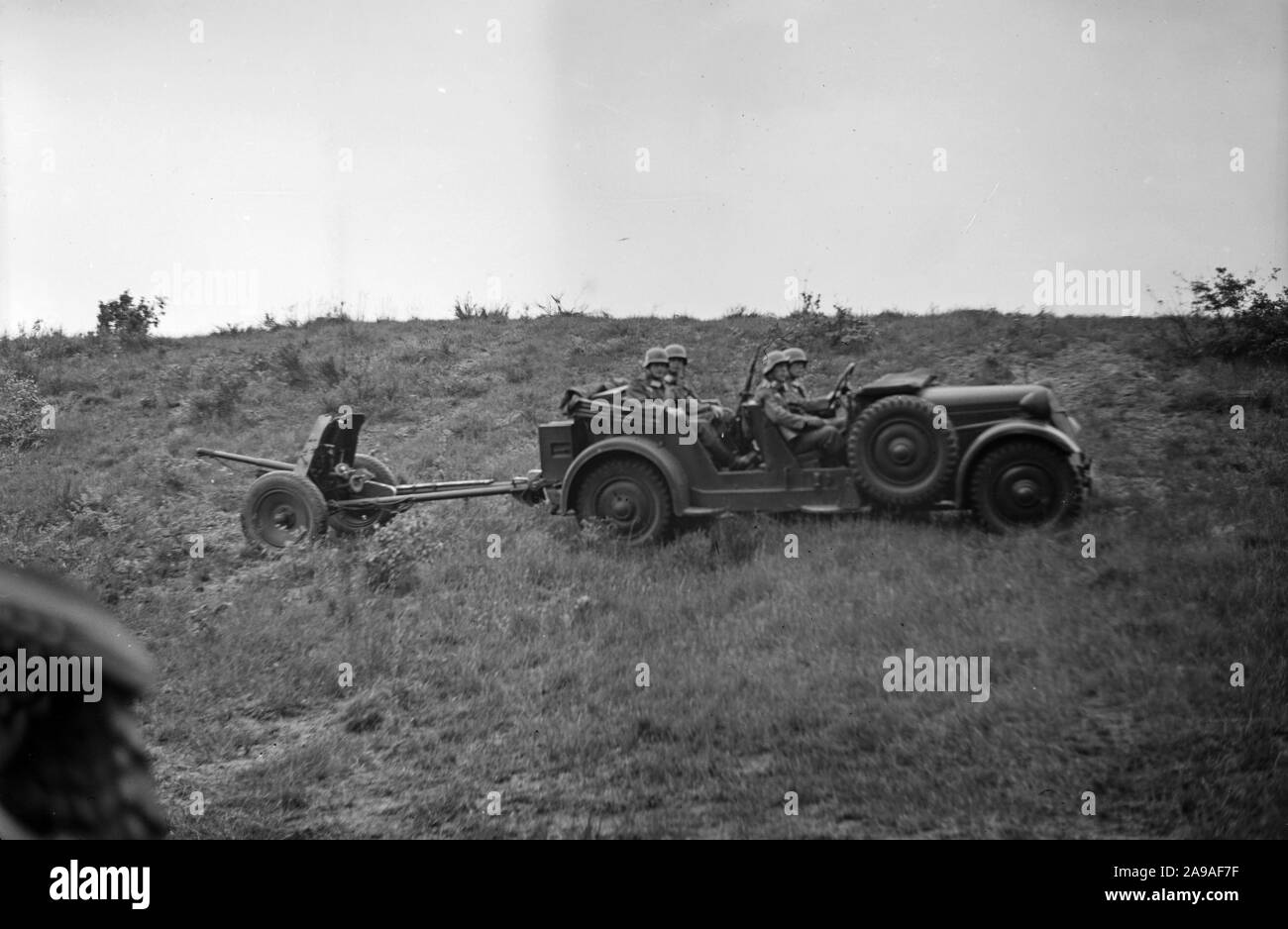 Soldiers of the German Wehrmacht practising and exercising on a ...