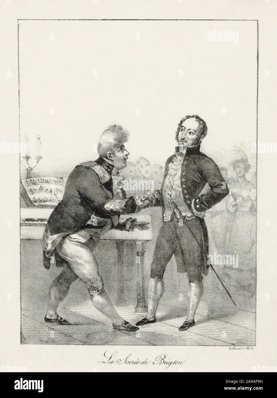George IV (left) greeting Rossini at the Brighton Pavilion, 1823 Stock ...