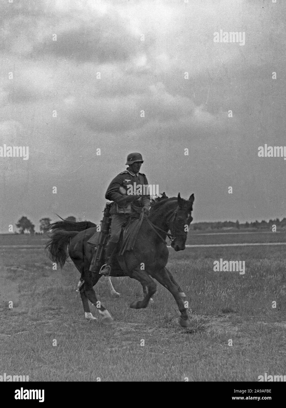 Soldiers of the German Wehrmacht practising and exercising on a ...