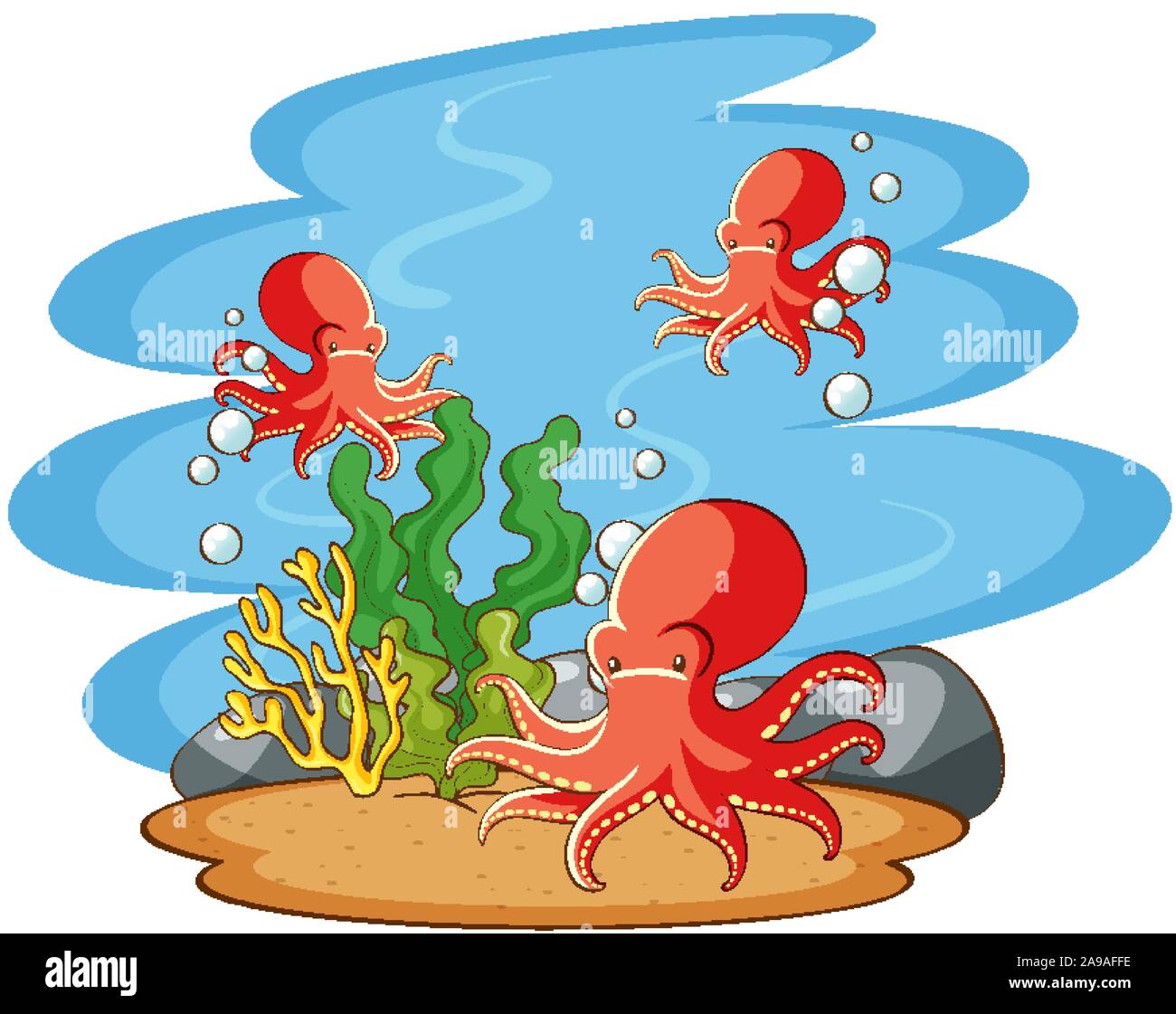 Octopus swimming in the sea illustration Stock Vector Image & Art - Alamy
