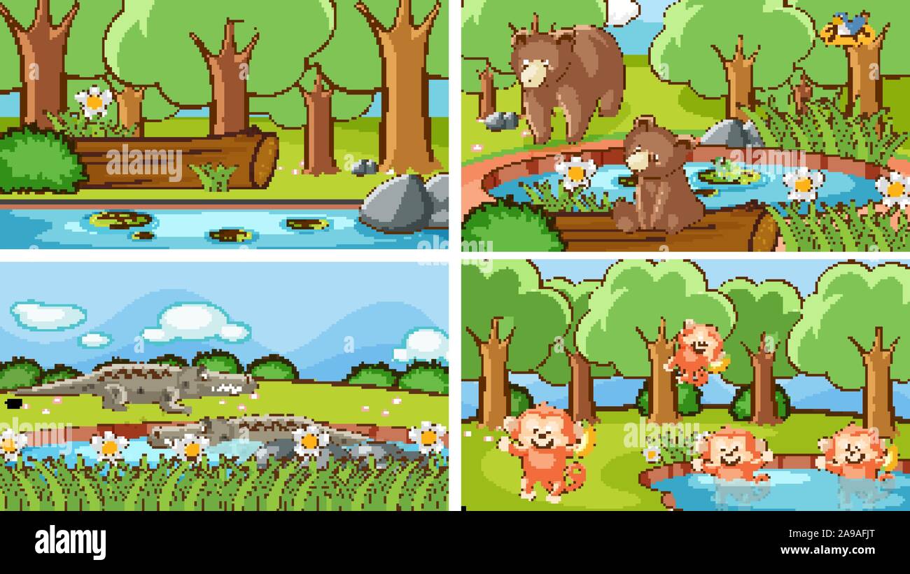 Background scenes of animals in the wild illustration Stock Vector ...