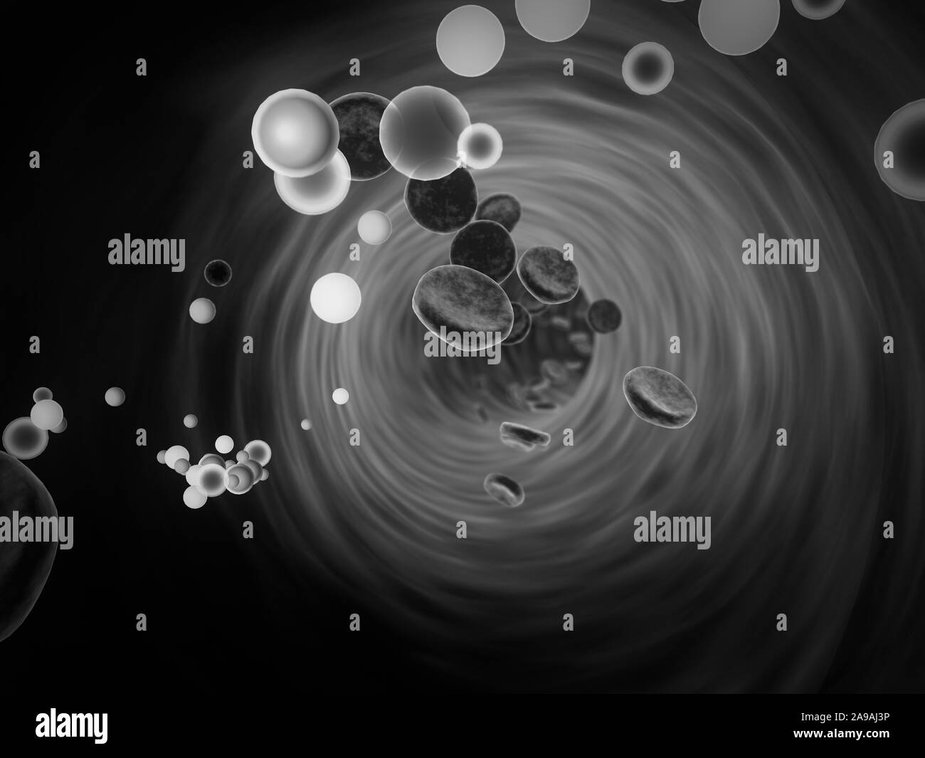 insulin and leukocytes inside the blood vessel, white blood cells ...