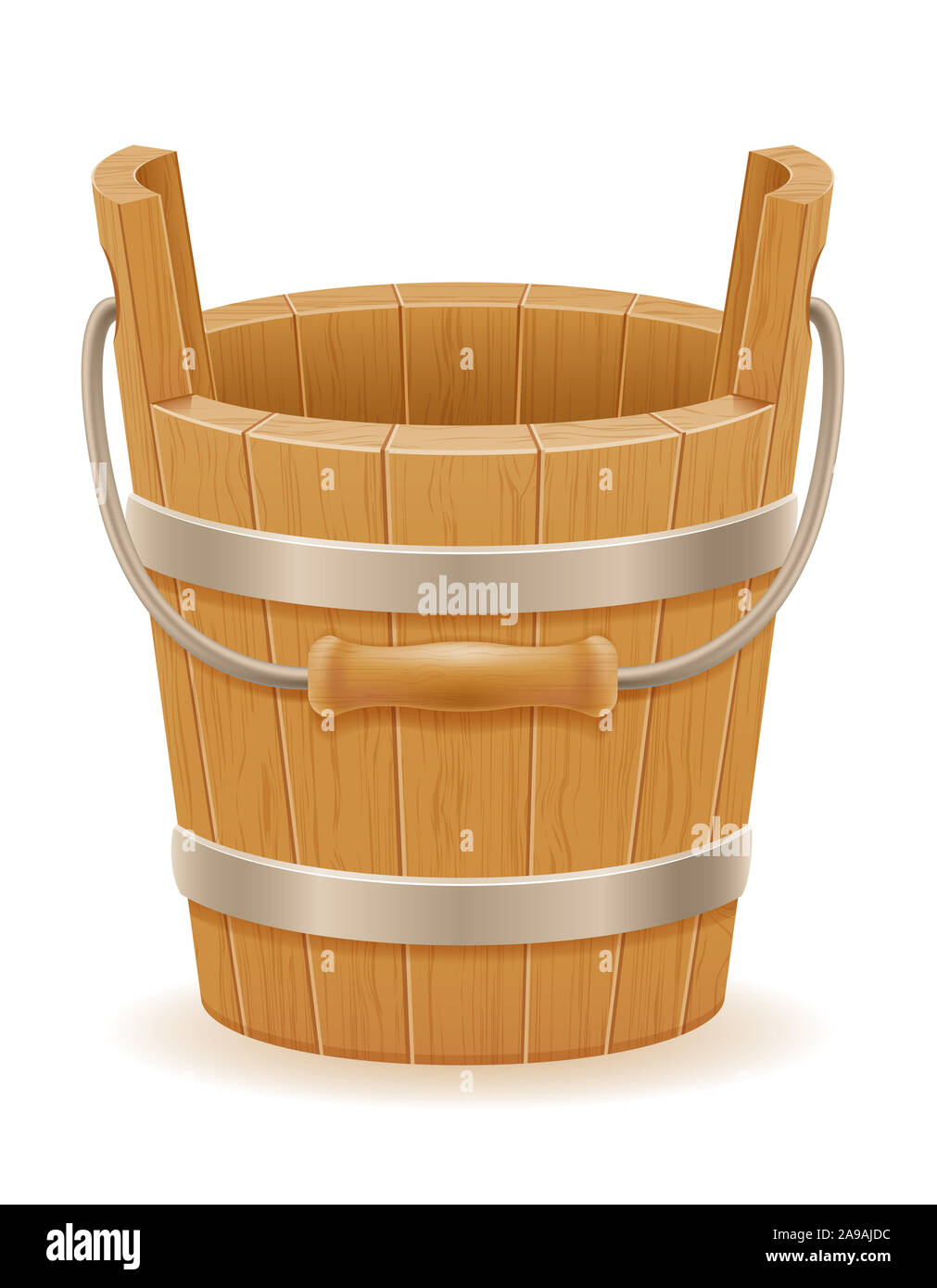 wooden bucket with wood texture old retro vintage vector illustration ...