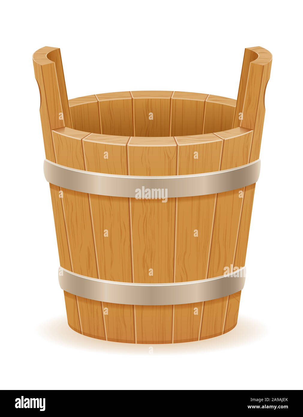 wooden bucket with wood texture old retro vintage vector illustration ...