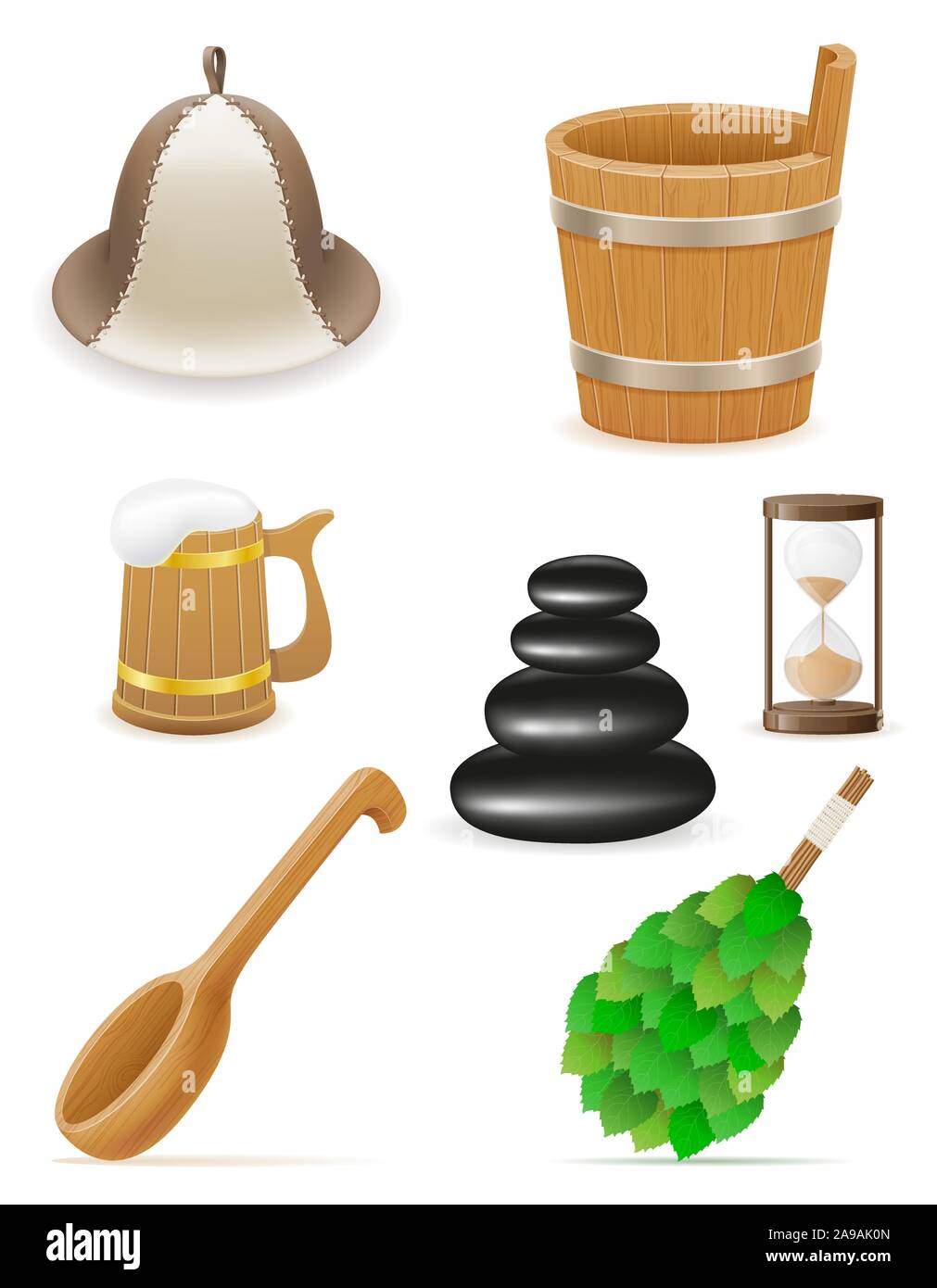 accessories for steam bath or sauna vector illustration isolated on ...