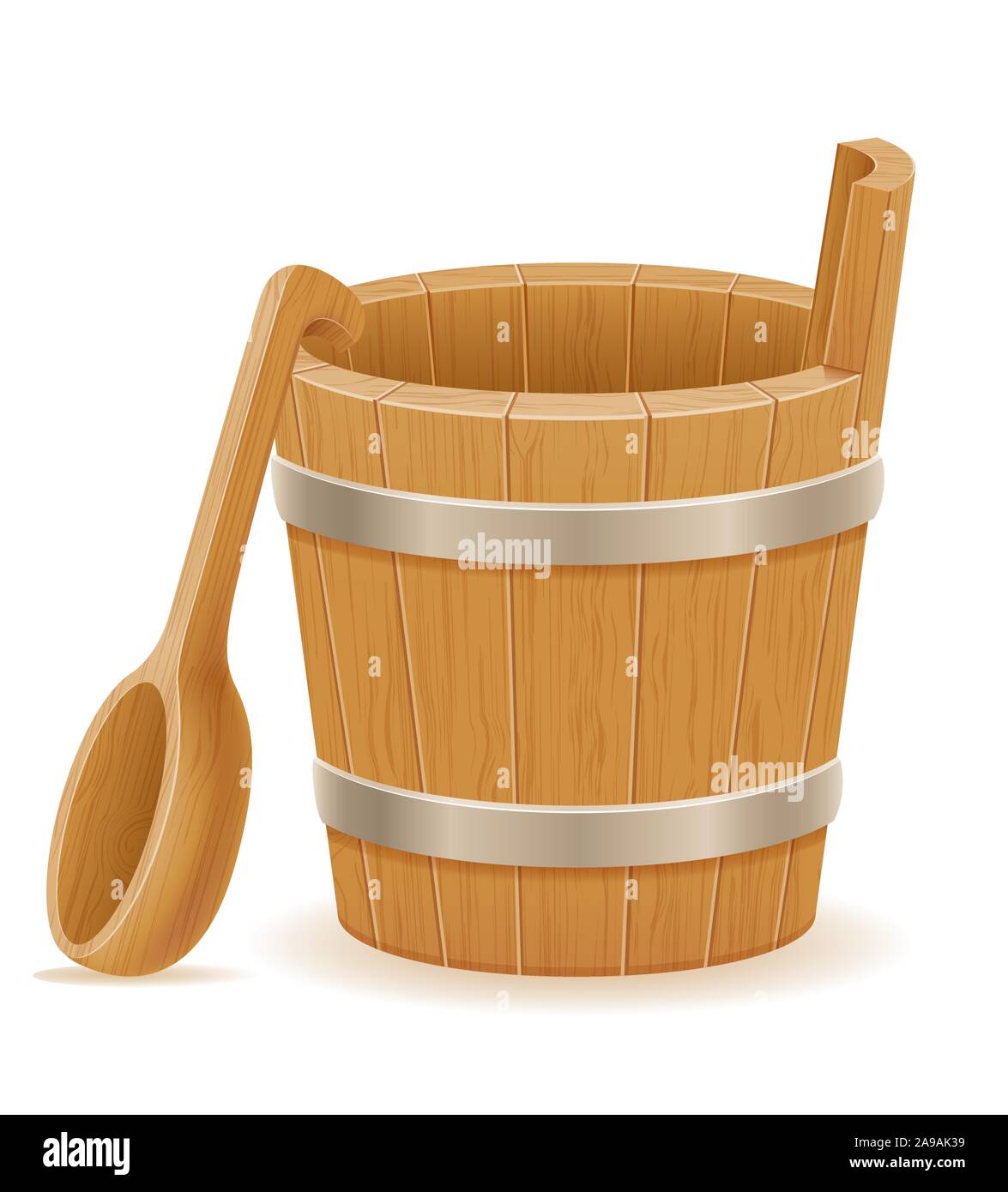 wooden bucket with wood texture old retro vintage vector illustration ...