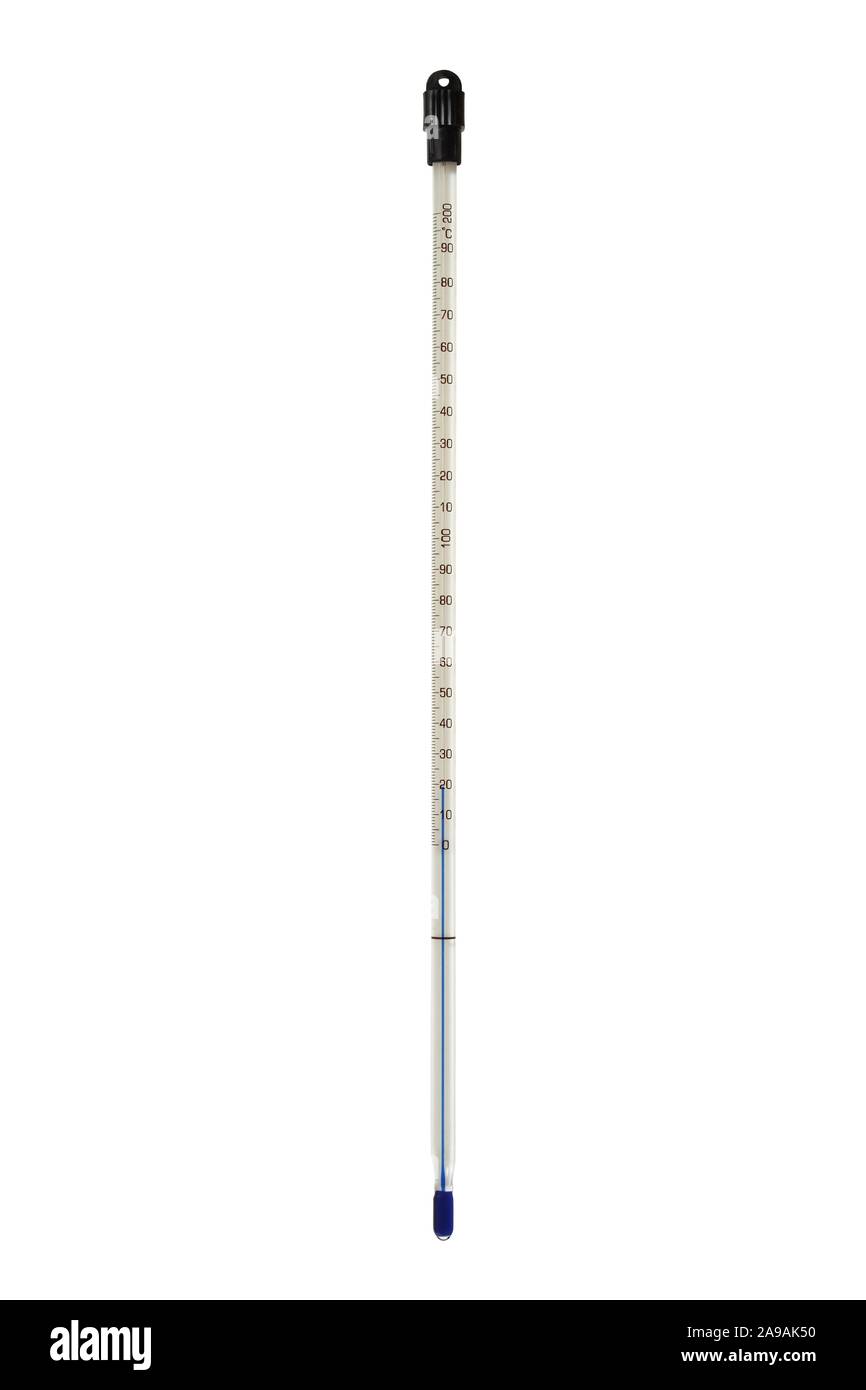 Glass thermometer up to 200 degrees isolated on white background Stock ...