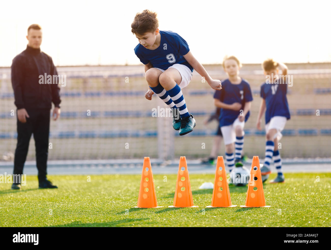 Soccer Training Unit. Boys Improving Soccer Drills and Skills. Young ...