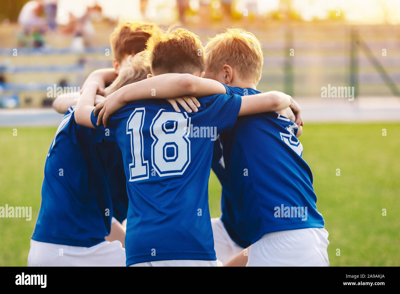 Kids in sports team. Happy boys in football team. Children sports ...