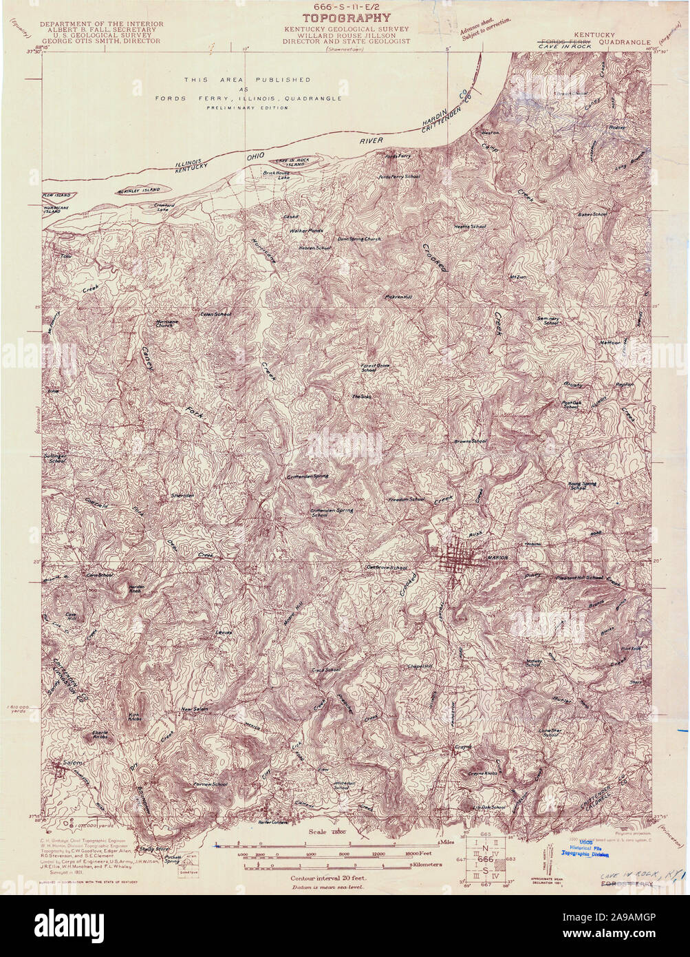 USGS TOPO Map Kentucky KY Fords Ferry 804145 1921 48000 Stock Photo - Alamy