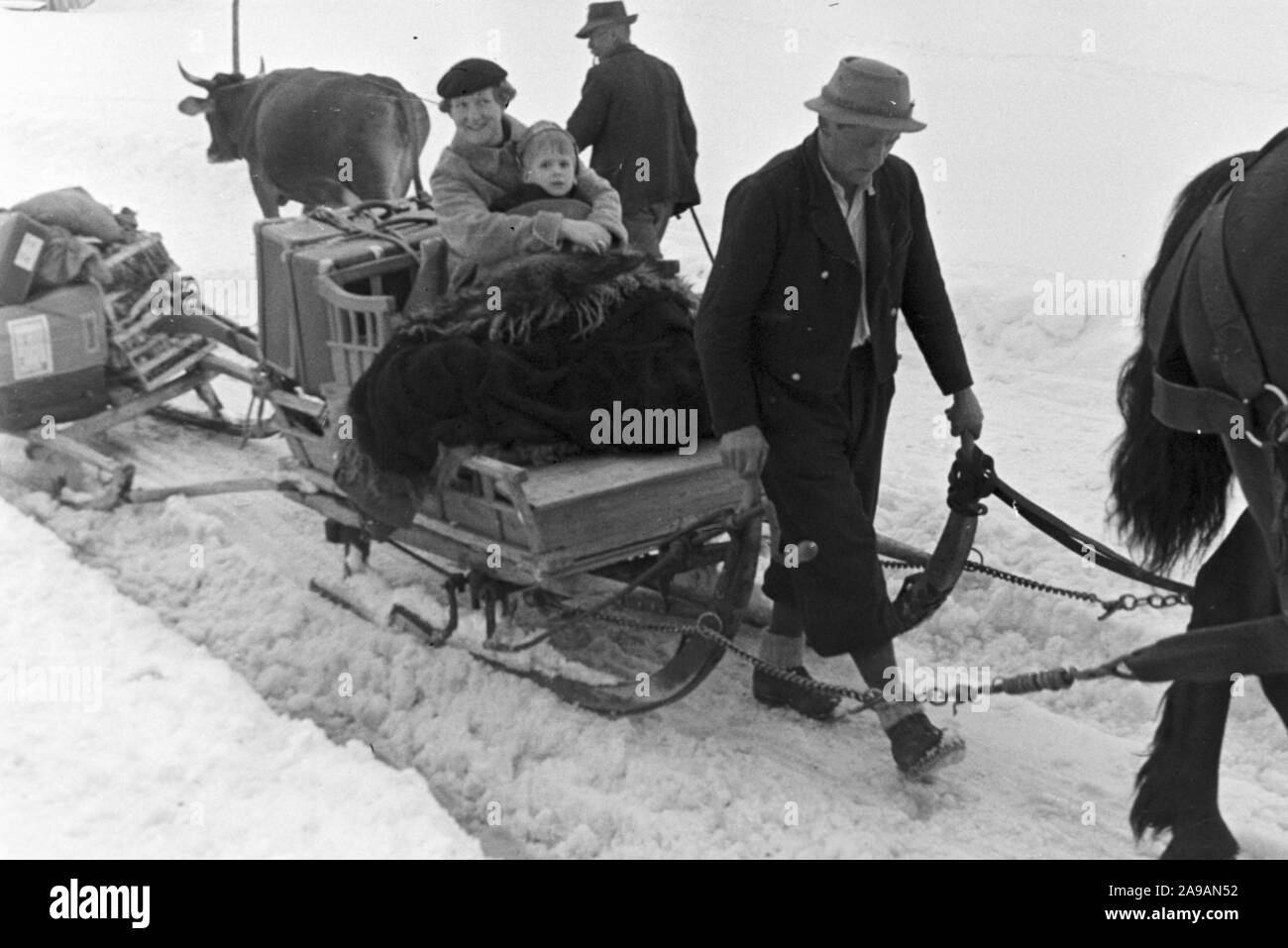 A snowy winter landscape, Germany 1930s Stock Photo - Alamy