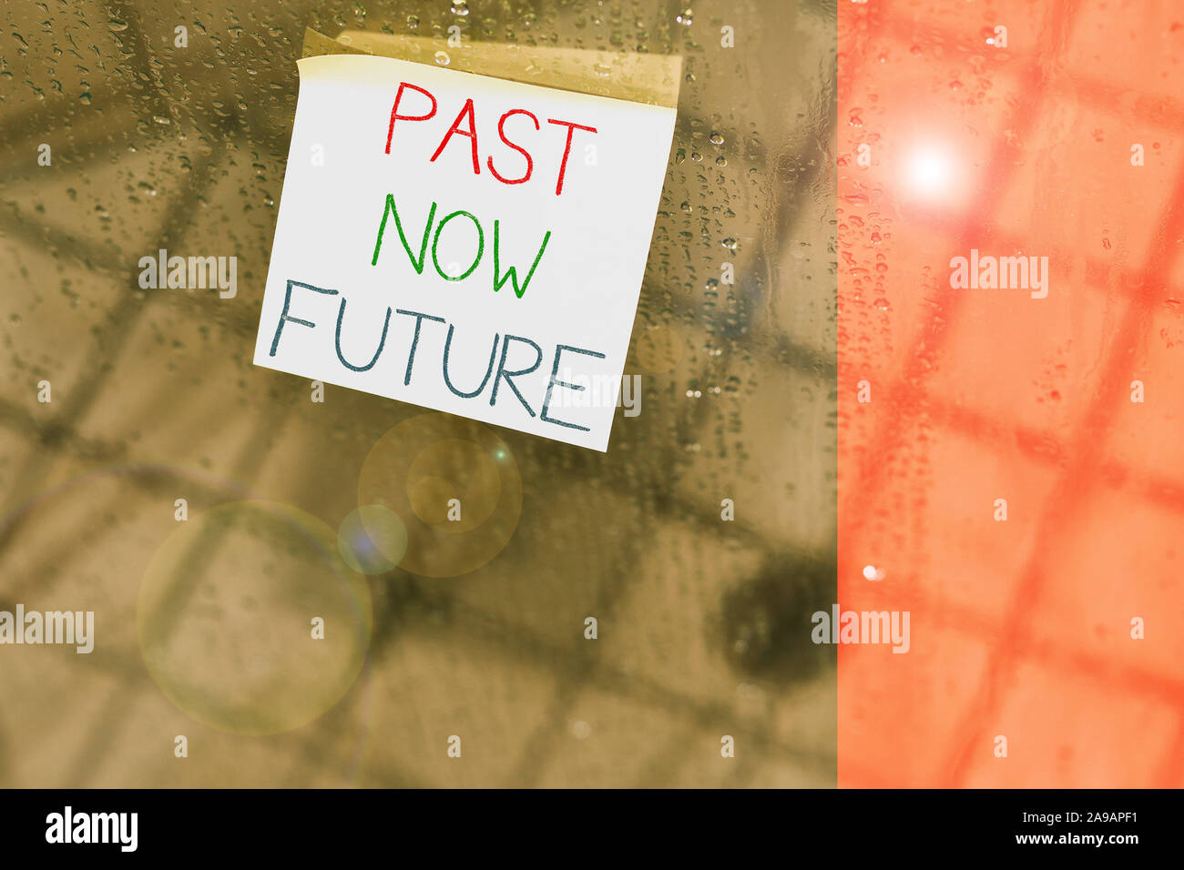 Writing note showing Past Now Future. Business concept for Last time ...