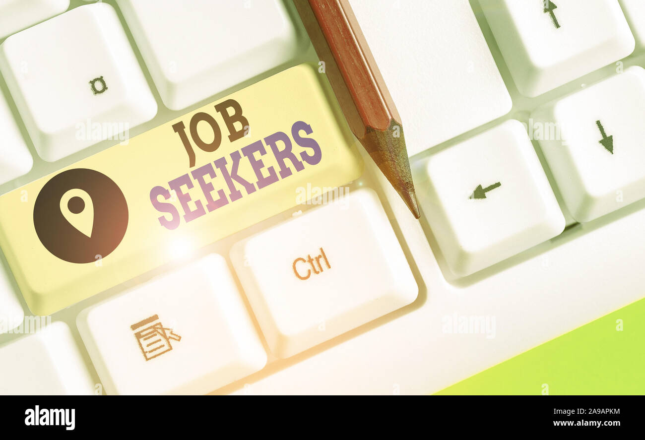 Writing note showing Job Seekers. Business concept for an unemployed ...