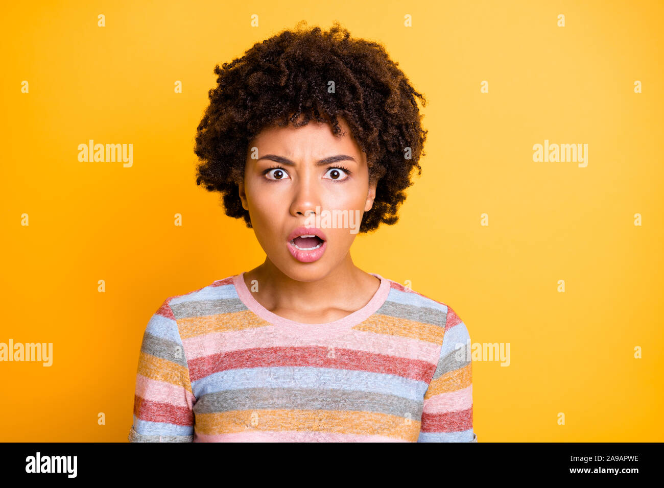 Photo of brunette haired discontented displeased girlfriend finding ...