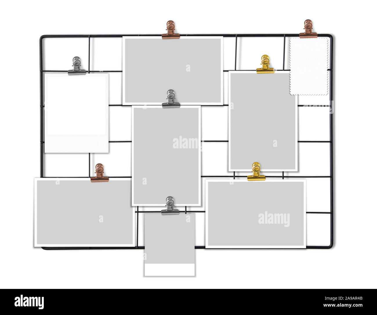 moodboard mock up on metal grid 3d rendering Stock Photo - Alamy