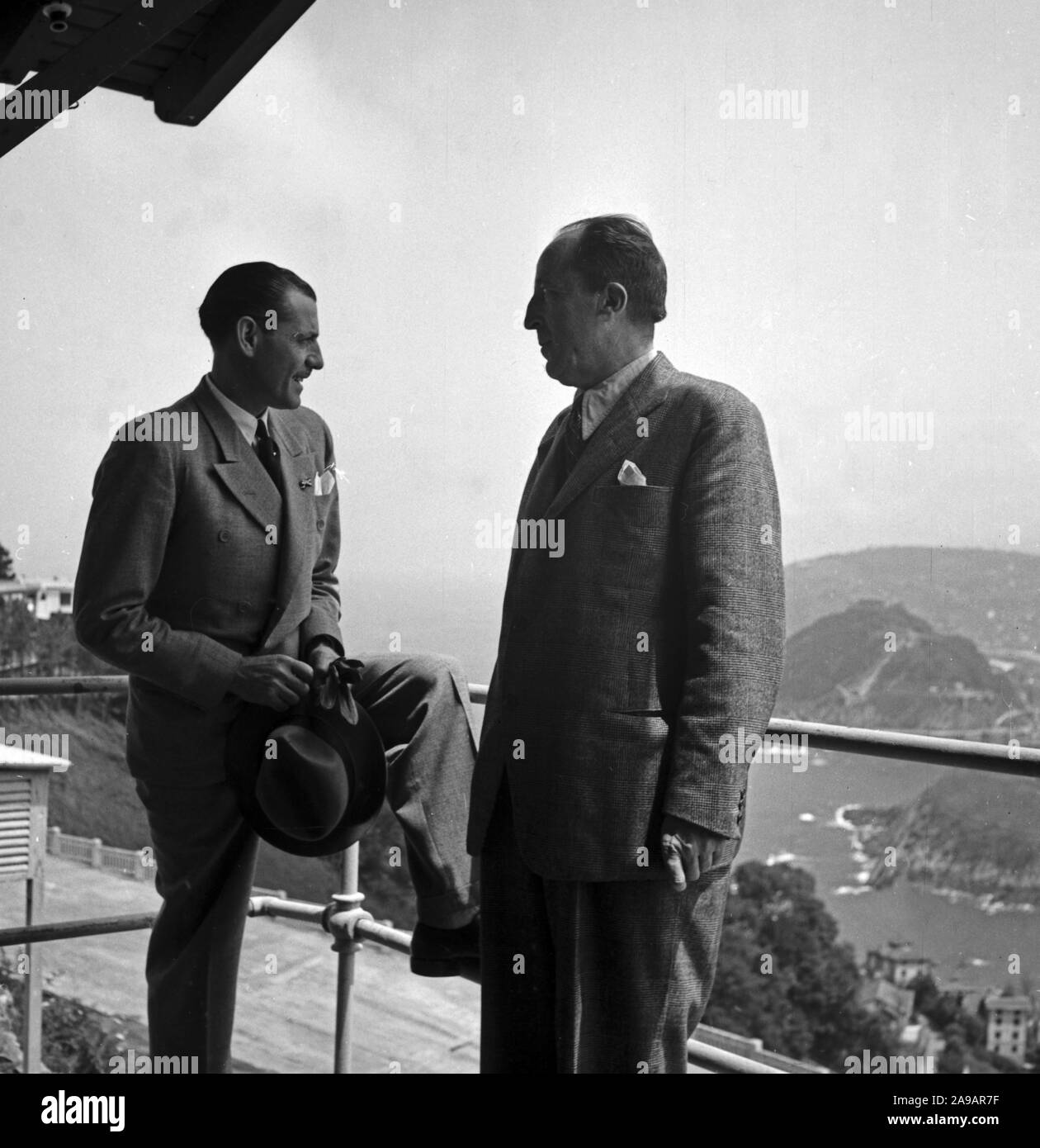 Four friends travel by car to Spain, 1930s Stock Photo - Alamy