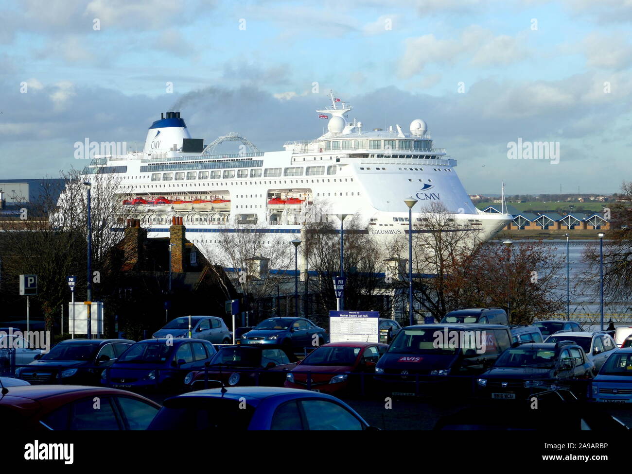 Columbus is the Flag Ship of CMV Cruises, and is pictured on the Thames ...
