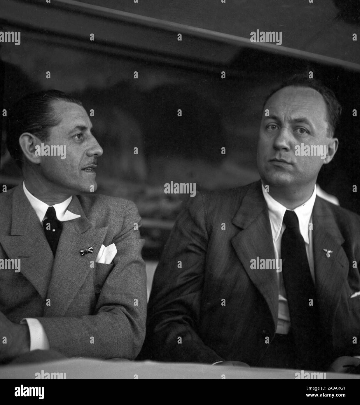 Two friends travel by car to Spain, 1930s Stock Photo - Alamy