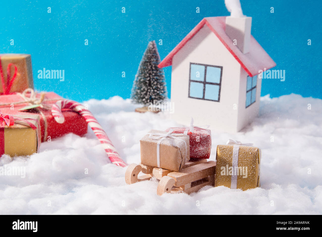Small blue house santa claus hi-res stock photography and images - Alamy