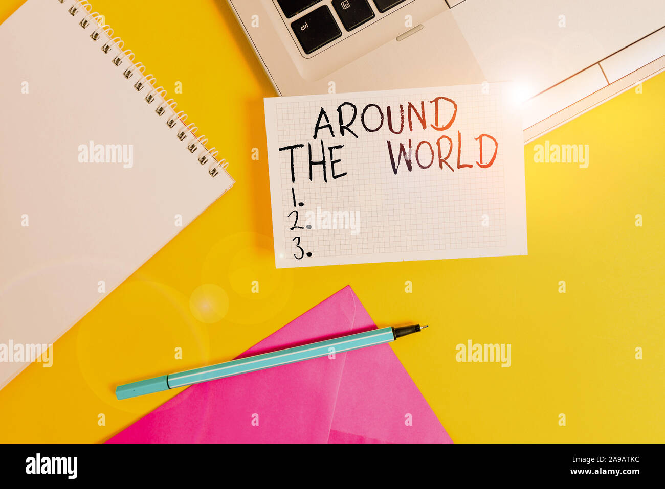 Conceptual hand writing showing Around The World. Concept meaning ...