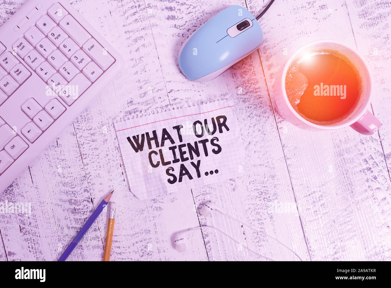 Conceptual hand writing showing What Our Clients Say. Concept meaning ...