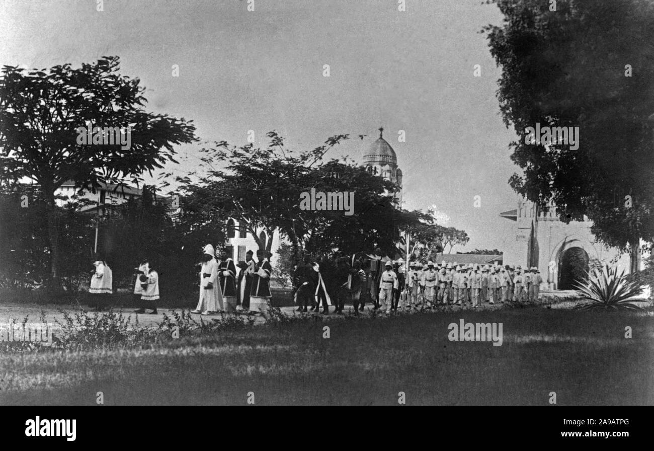 Holy Mass and procession at the church at Dar es Salam, German East ...