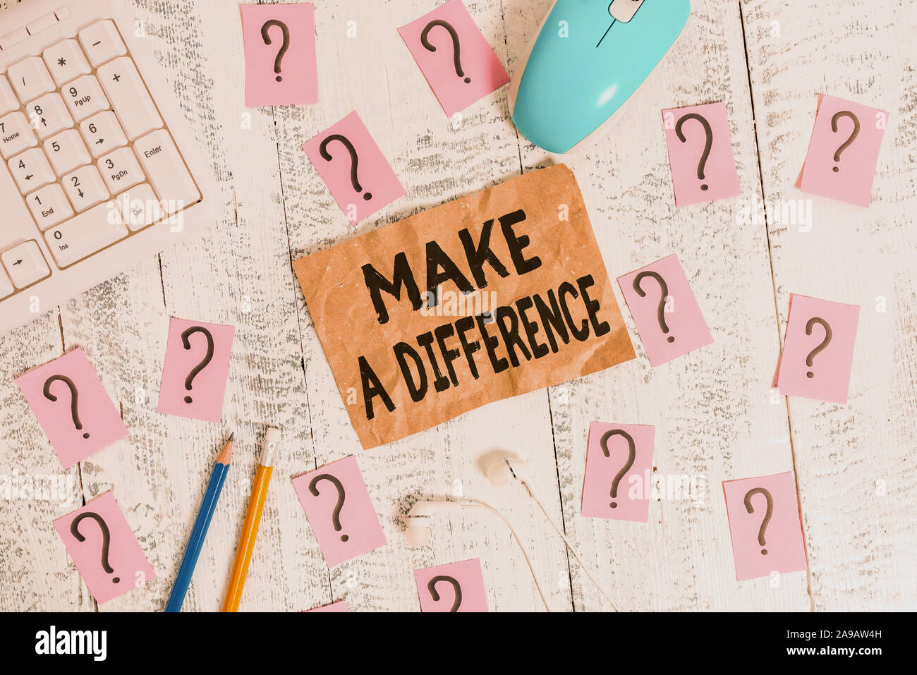 Text sign showing Make A Difference. Business photo showcasing Mark an ...
