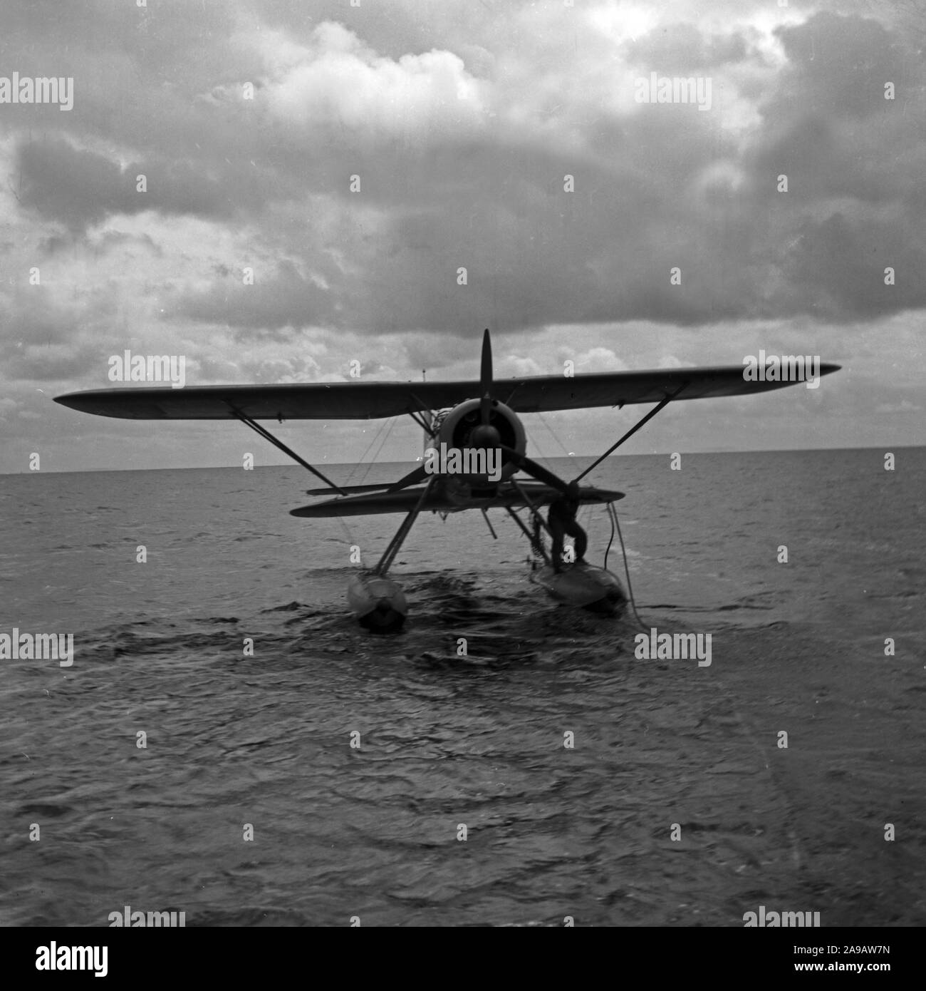 Water scout airplane Heinkel He 114, 60 G 41 of Deutsche Wehrmacht army ...