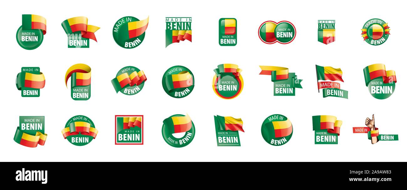 Benin flag, vector illustration on a white background Stock Vector ...