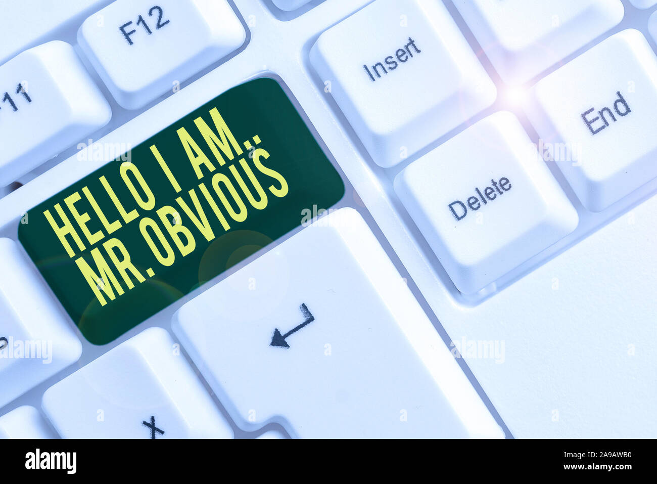 Conceptual hand writing showing Hello I Am Mrobvious. Concept meaning ...