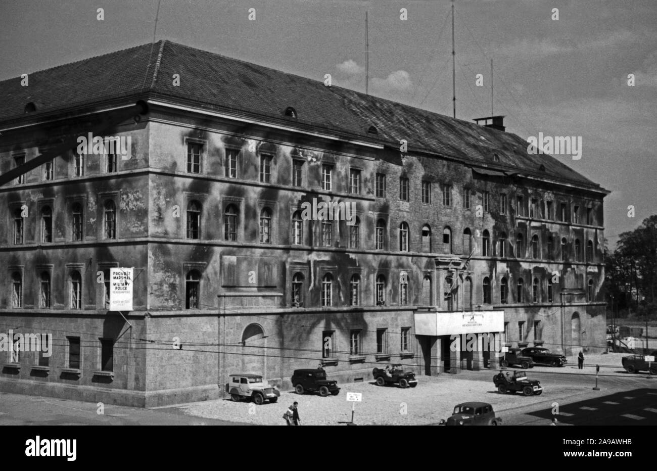 Munich headquarters of American military police at Ludwigstrasse street ...