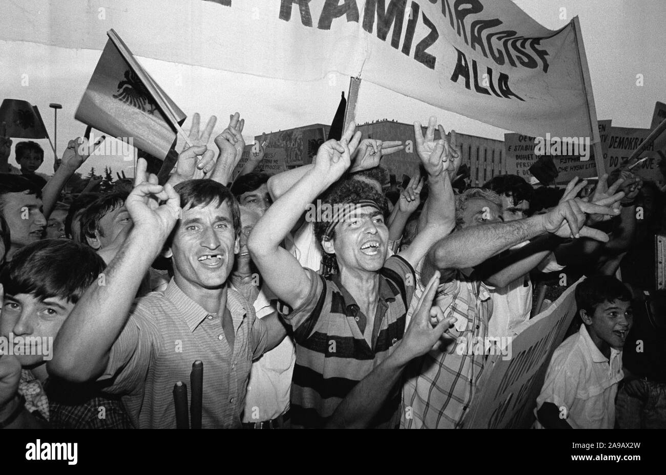 PRO-DEMOCRACY DEMONSTRATION, TIRANA, ALBANIA, 14TH SEP' 91 Stock Photo ...
