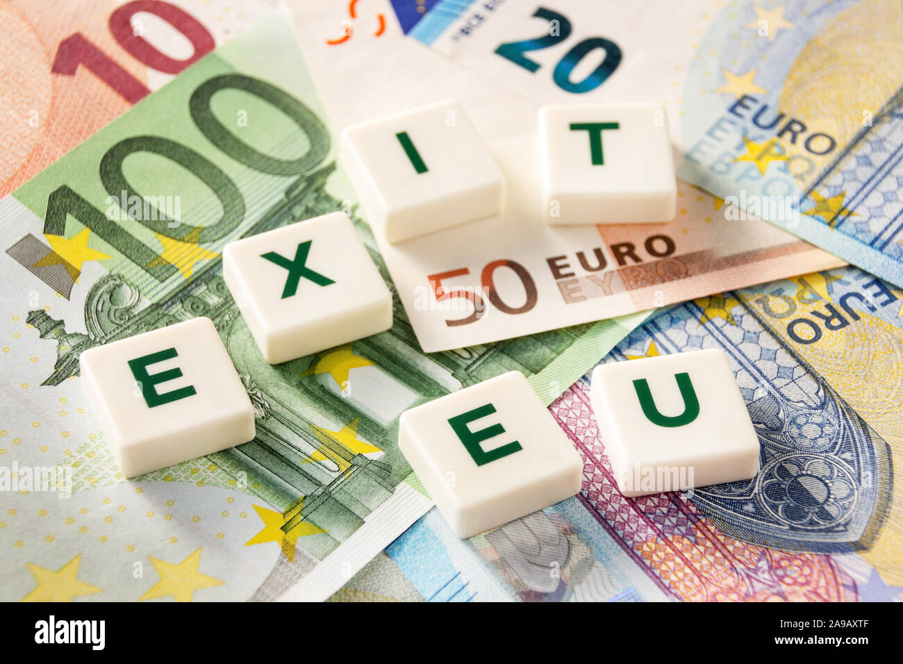 Euro Exit and Euro Banknotes symbolic concept Stock Photo - Alamy