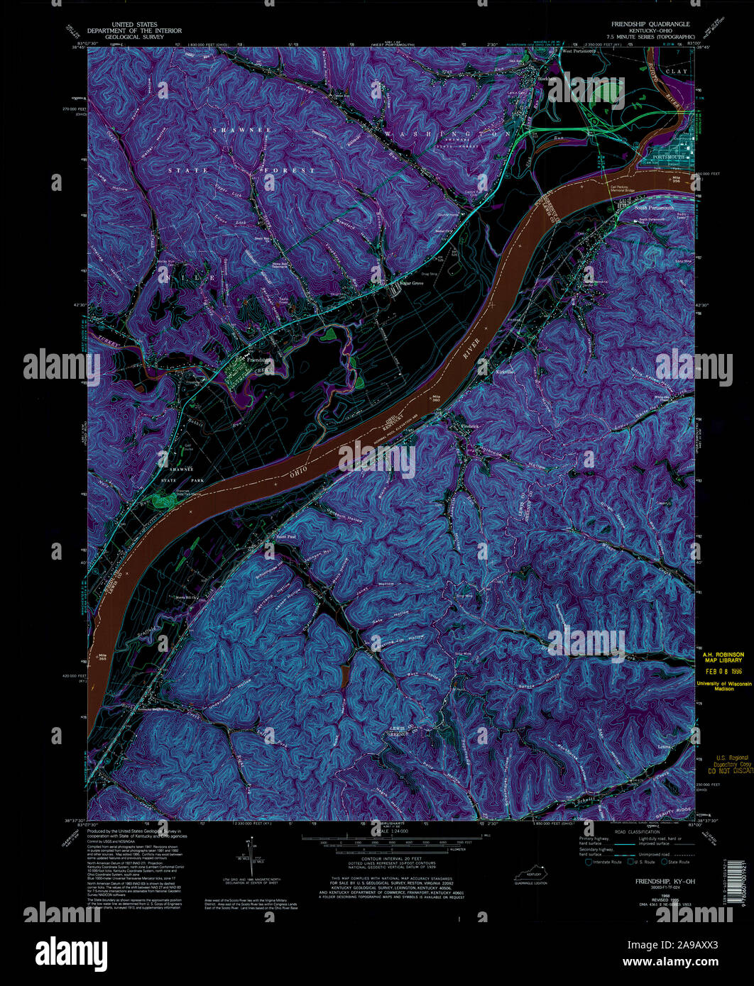 USGS TOPO Map Kentucky KY Friendship 708703 1968 24000 Inverted Stock ...