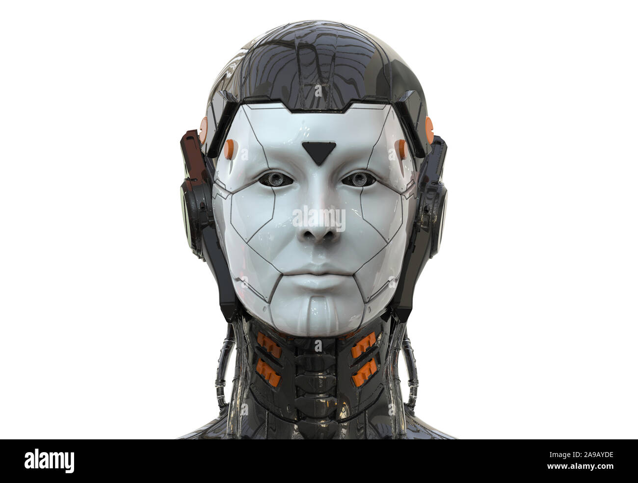 Robot woman, sci-fi android female artificial intelligence 3d render ...