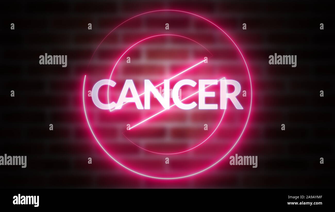 3D rendering of text CANCER against the background of brick, computer ...