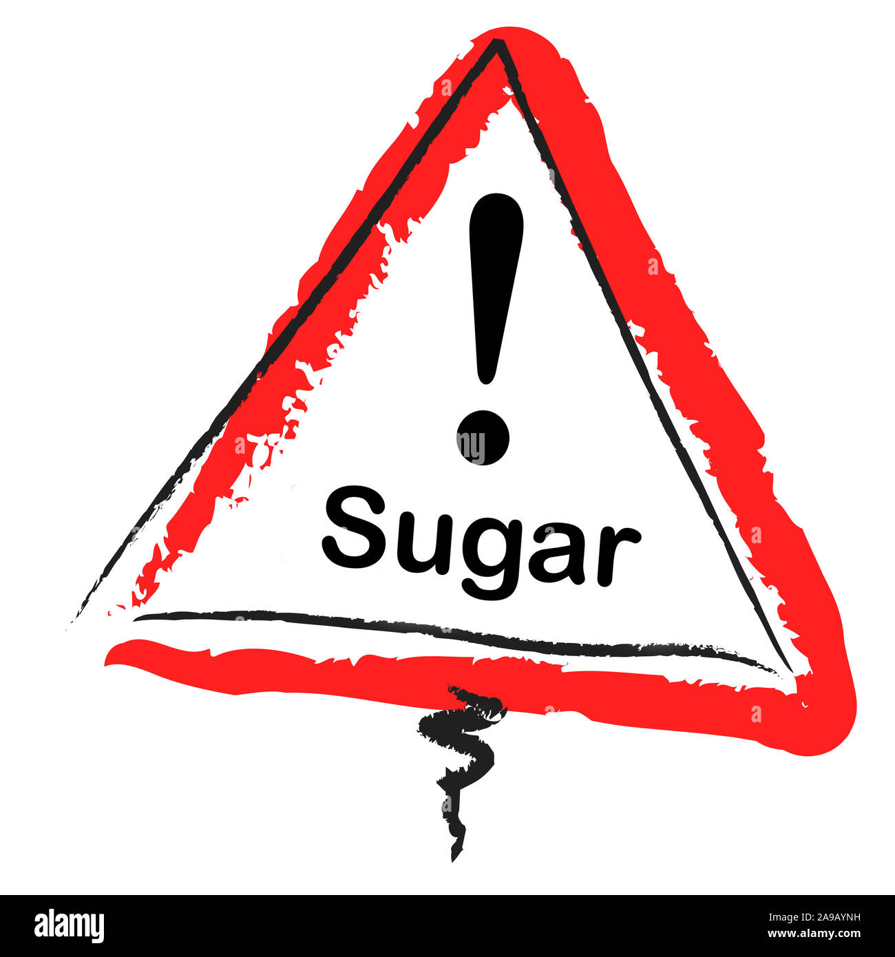 Sugar and traffic sign on white background Stock Photo - Alamy
